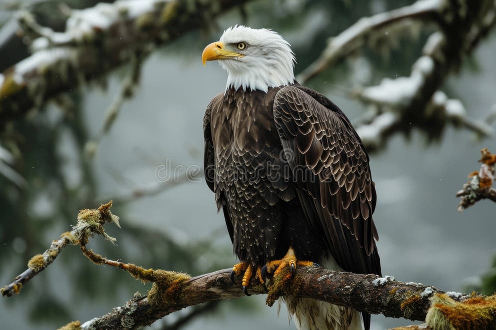 A Majestic Bald Eagle Perched on a Tree Branch. Ideal for Nature and ...