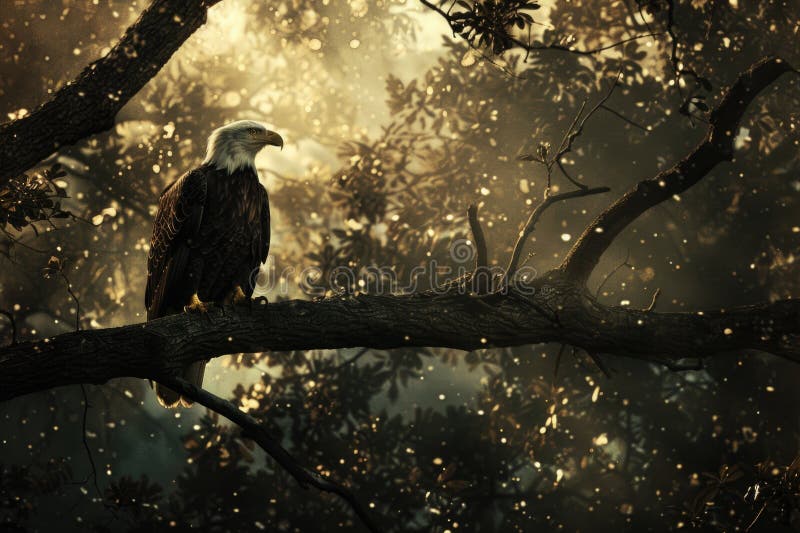 Majestic Bald Eagle Perched on a Tree Branch, Perfect for Wildlife ...