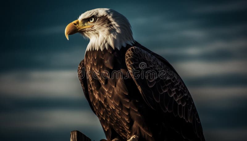 Majestic Bald Eagle Soaring through the Sky Above a Majestic Mountain Landscape Stock Image ...