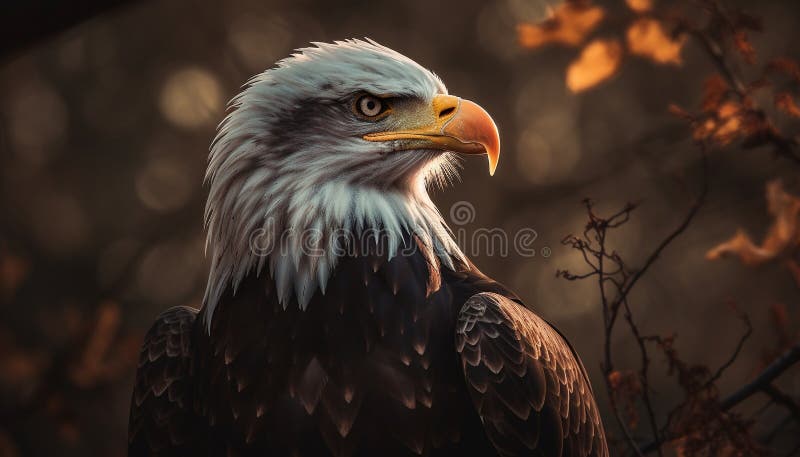 Majestic Bald Eagle Perching on Branch, Symbol of American Pride ...