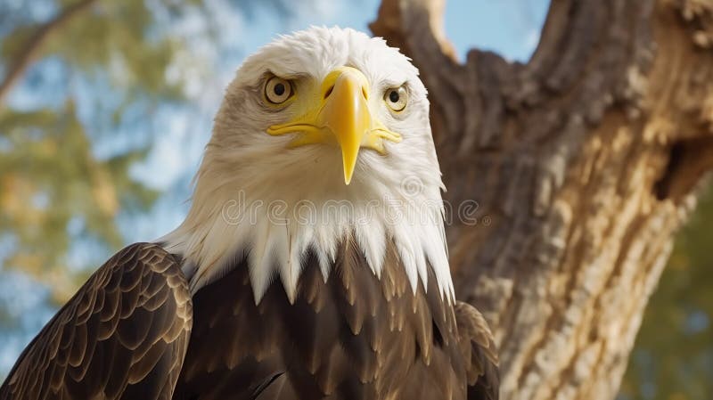 Majestic Bald Eagle Perching Staring with Strength Stock Illustration ...