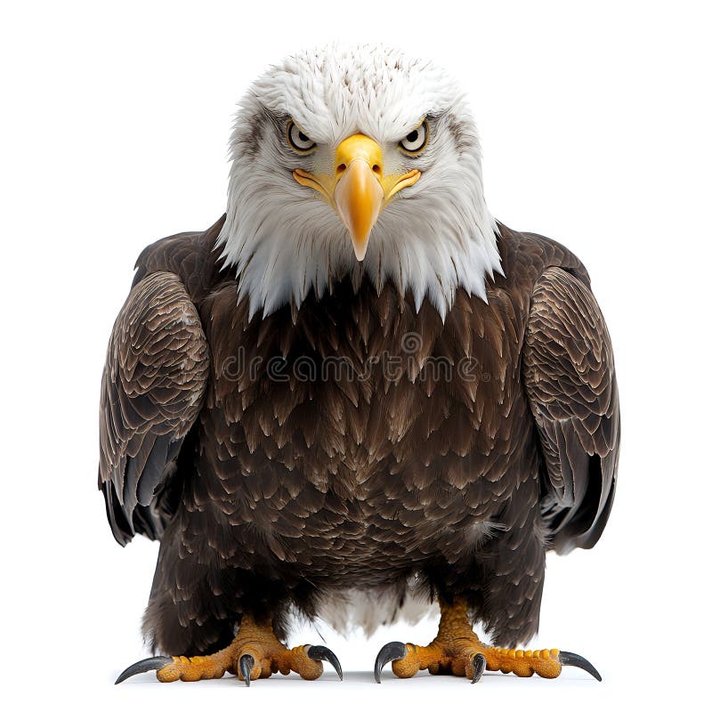 Majestic Bald Eagle Portrait Powerful Bird of Prey Isolated on White ...