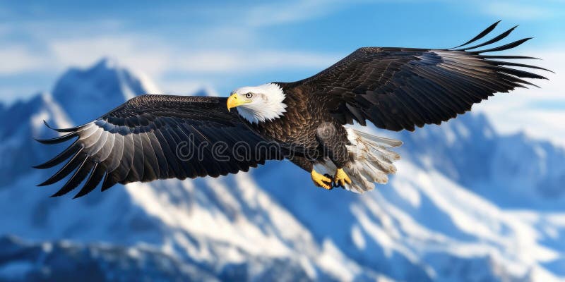 Majestic Bird Prey Soaring Above Snowy Mountain Landscape Stock Photos - Free & Royalty-Free ...
