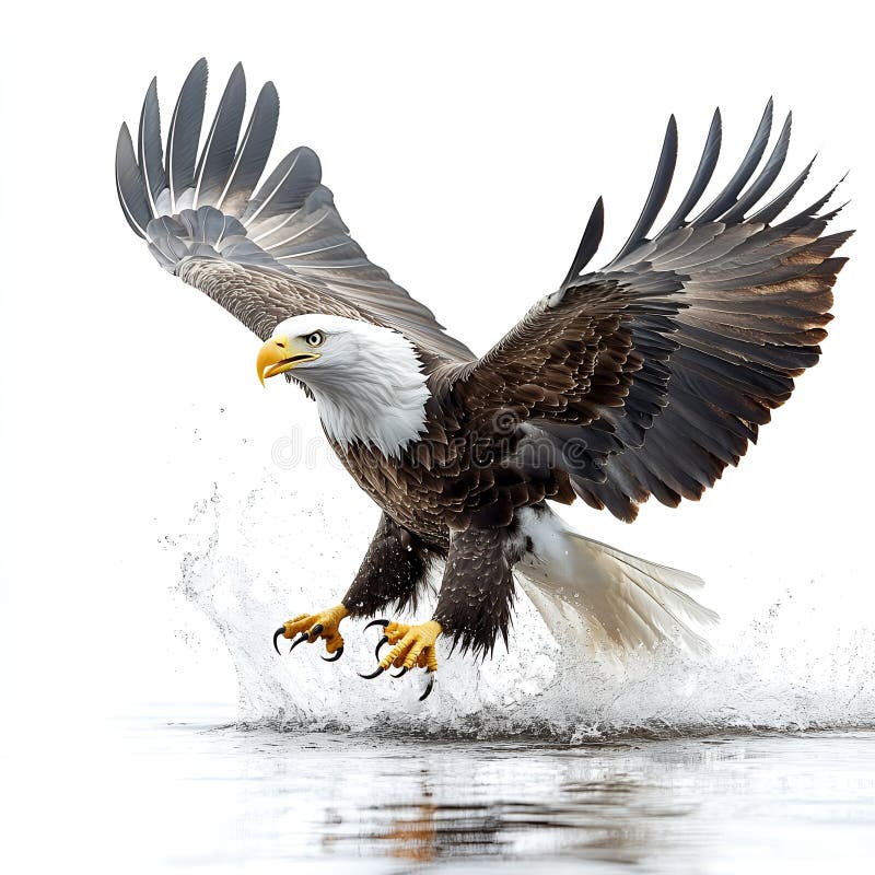 Majestic Bald Eagle Soaring Above Water Talons Extended Wings Spread ...