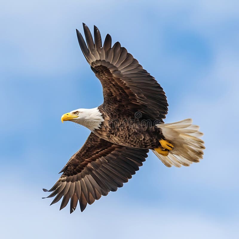 Majestic Bald Eagle Soaring through a Cloudy Sky Stock Illustration ...