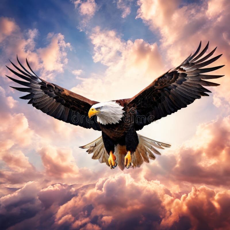 Majestic Bald Eagle Soaring through Dramatic Sky Stock Photo - Image of ...