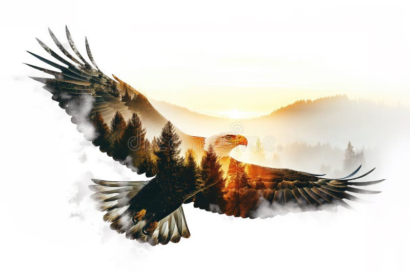Bald Eagle Soaring Misty Forest Stock Photos - Free & Royalty-Free ...