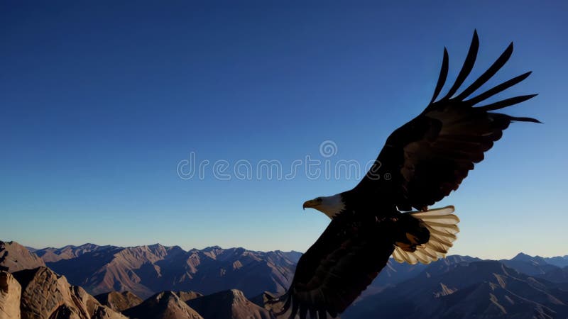 Majestic Bald Eagle Soaring Over Mountain Range Stock Video - Video of view, america: 378236587