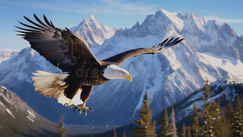 A Majestic Bald Eagle Soaring Over the Mountains. Stock Video - Video of nature, magical: 339146425