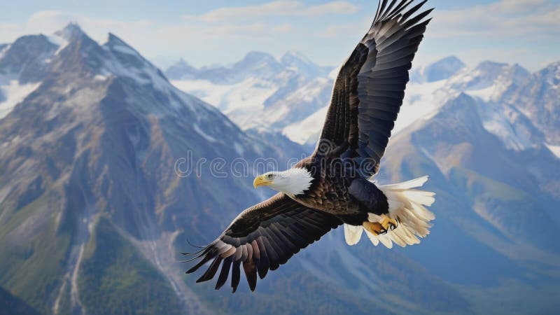 A Majestic Bald Eagle Soaring Over the Mountains. Stock Footage - Video of impressive, airy ...