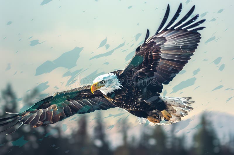 A Majestic Bald Eagle Soaring through the Sky. Generative AI Stock ...