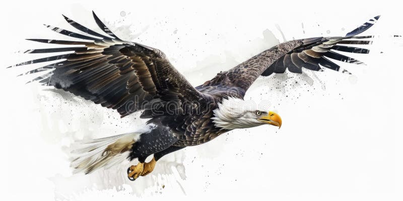 A Majestic Bald Eagle Soaring through the Sky with Its Wings Outstretched Stock Photo - Image of ...
