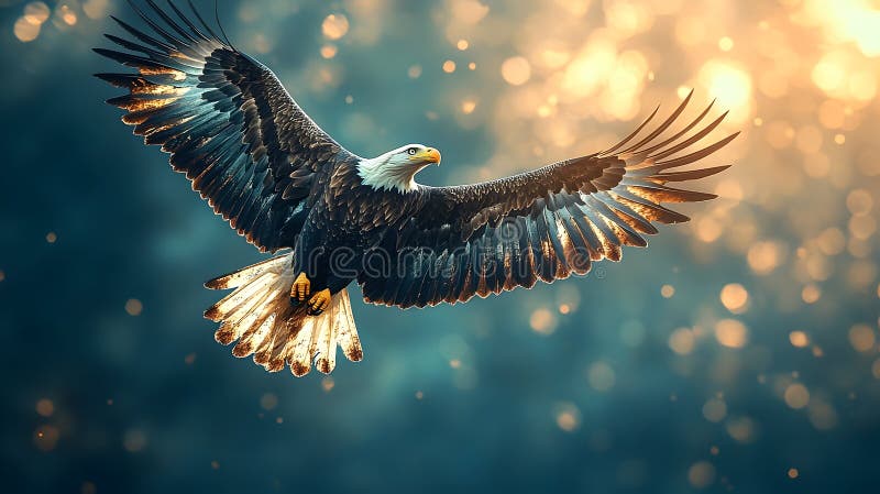 Majestic Bald Eagle Soaring through the Sky Stock Photo - Image of ...