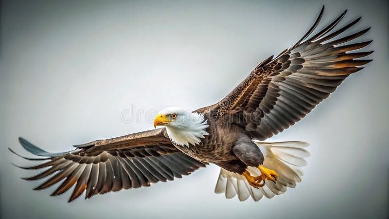 Majestic Bald Eagle Soaring through the Sky Stock Illustration - Illustration of grey, prey ...