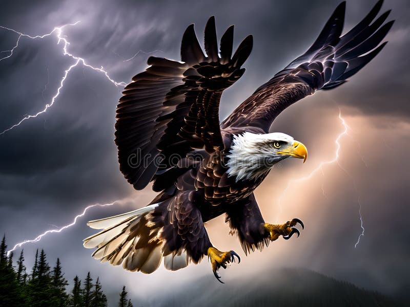 Majestic Bald Eagle Soaring through Thunderstorm High-Definition AI ...