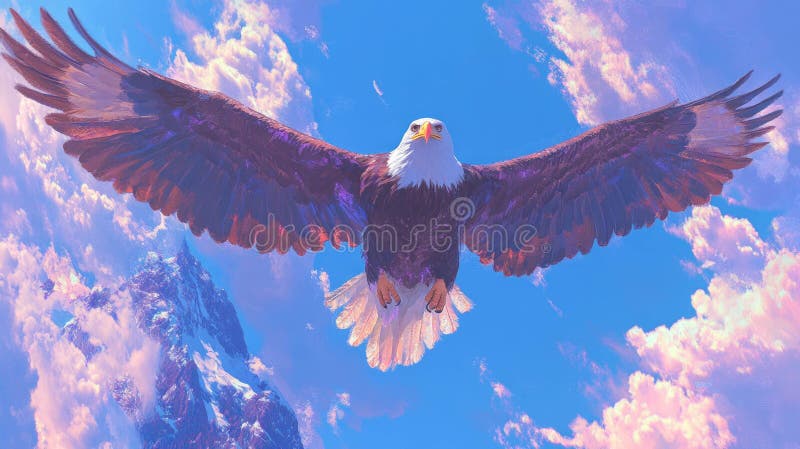 Majestic Bald Eagle Soaring through Vibrant Sky for Wildlife and ...