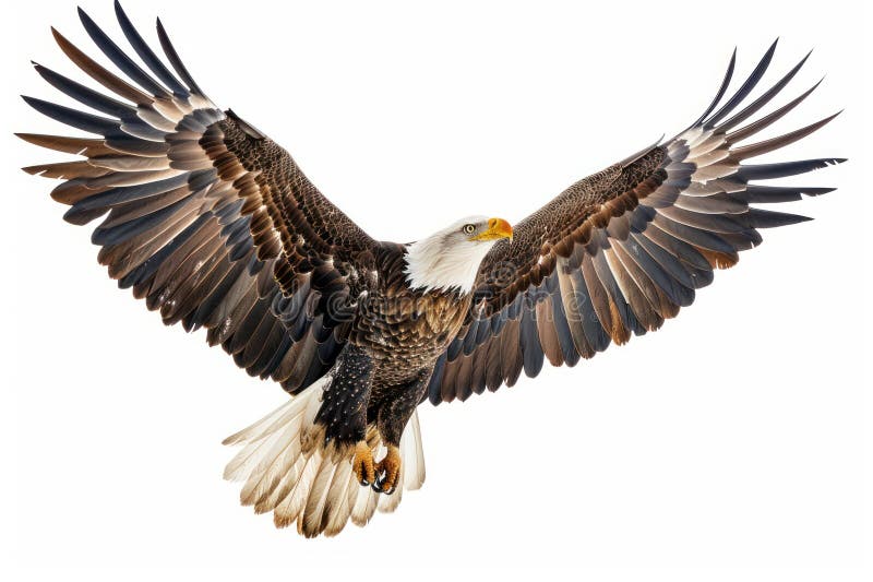 A Majestic Bald Eagle with Wings Spread Wide in Flight Stock Image ...