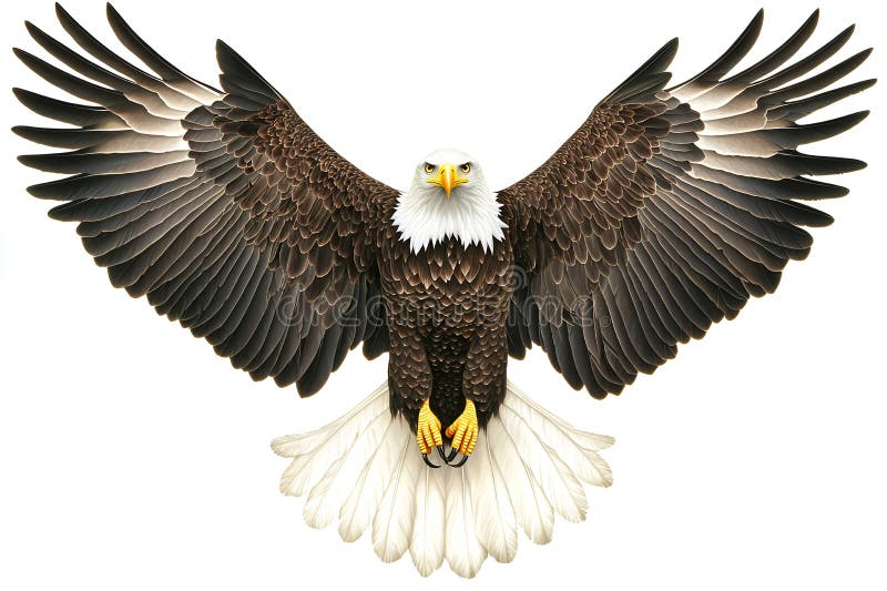 Majestic Bald Eagle with Wings Spread Wide Powerful Bird of Prey Image ...