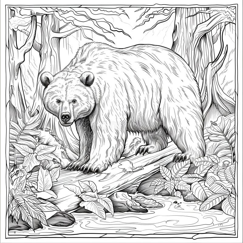 Majestic Bear Coloring Page Stock Illustrations – 19 Majestic Bear ...