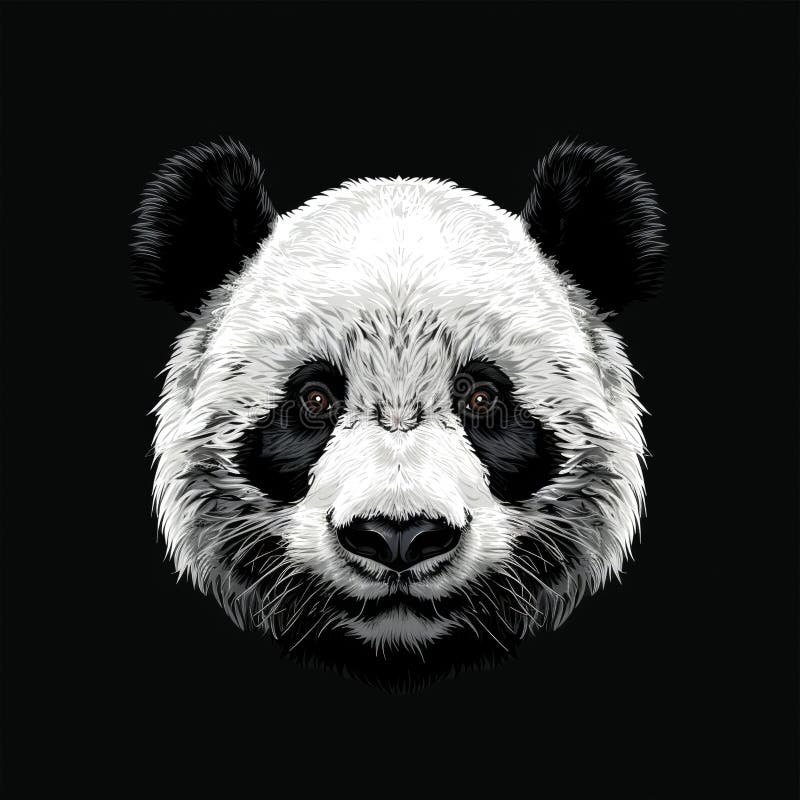 Majestic Beautiful Panda Head on a Black Background. Decorative ...