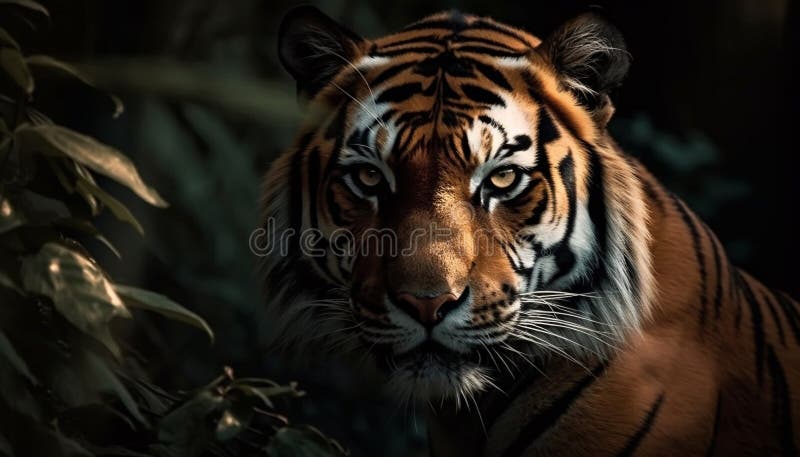 Majestic Bengal Tiger Staring with Aggression in Forest Generated by AI ...