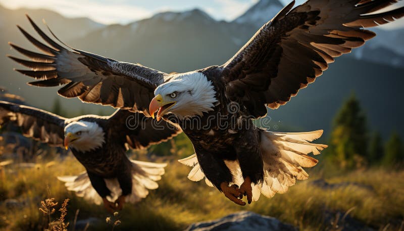 Majestic Bird of Prey Flying Freely in the Wild Outdoors Generated by ...
