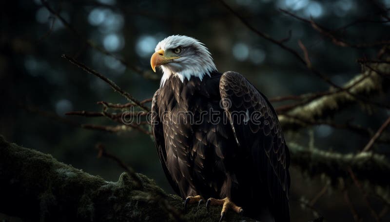 Majestic Bird of Prey Perching on Branch, Hunting with Strength ...