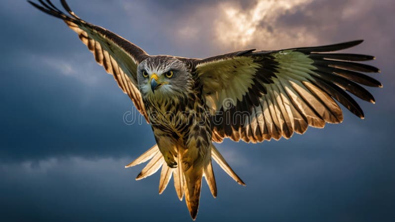 A Majestic Bird of Prey Soaring through a Dramatic Sky, Showcasing Its Powerful Wings Stock ...