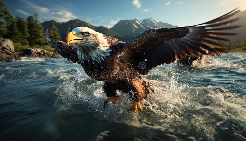 Majestic Bird of Prey Soaring Freely in Nature Beauty Generated by AI ...