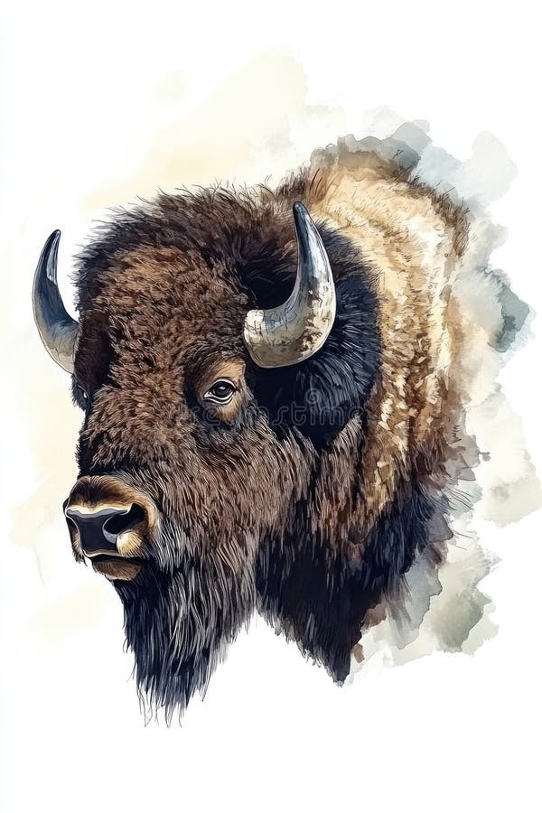 A Majestic Bison with a Distinctive Long Horn, Standing in a Natural ...