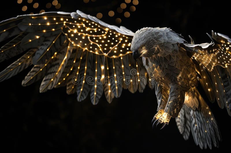 Majestic Black Eagle Bird Lights. Generate Ai Stock Image - Image of ...