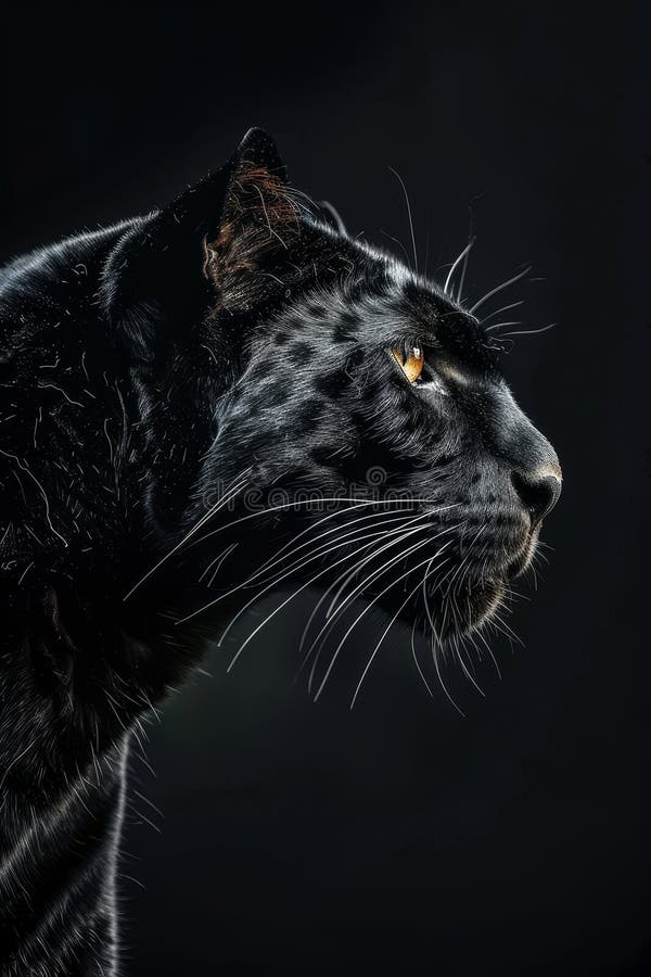 Majestic Black Panther in a Dramatic Profile View Stock Illustration ...