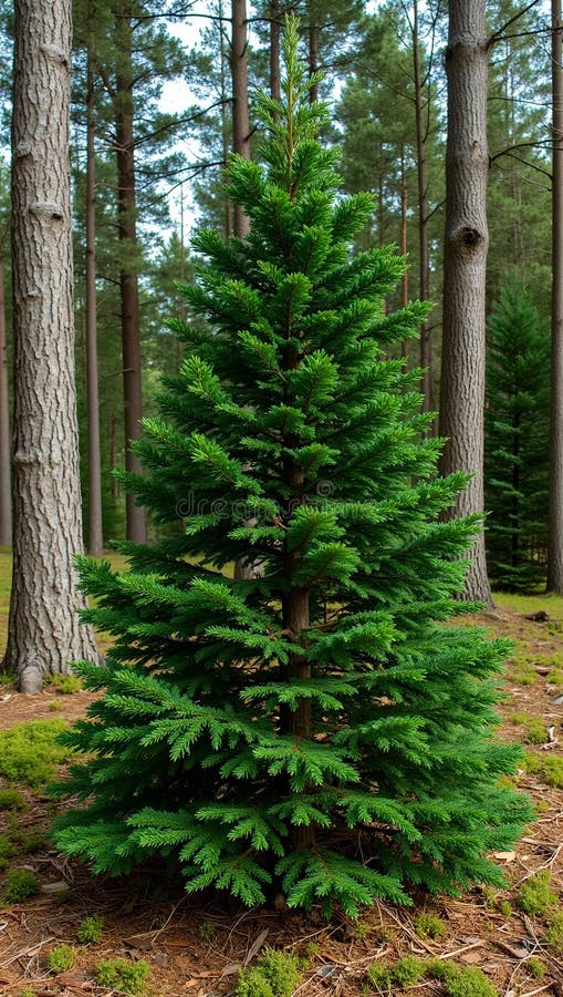 Majestic Black Spruce Tree in Dense Forest Setting Stock Illustration ...