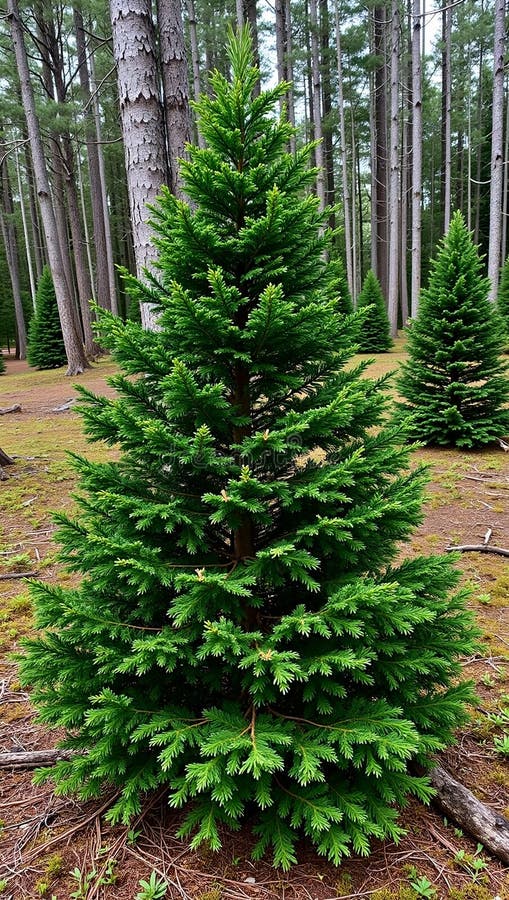 Majestic Black Spruce Tree in Dense Forest Setting Stock Illustration ...