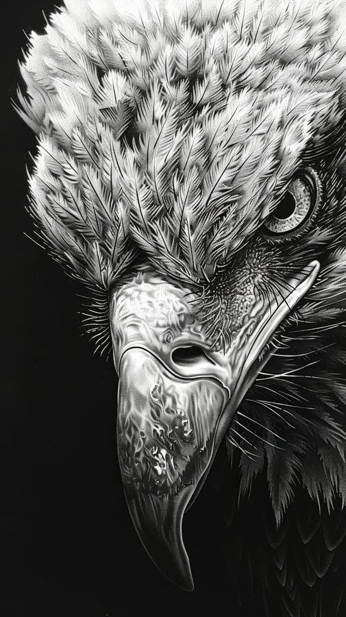 Majestic Black and White Drawing of an Eagle Stock Illustration ...