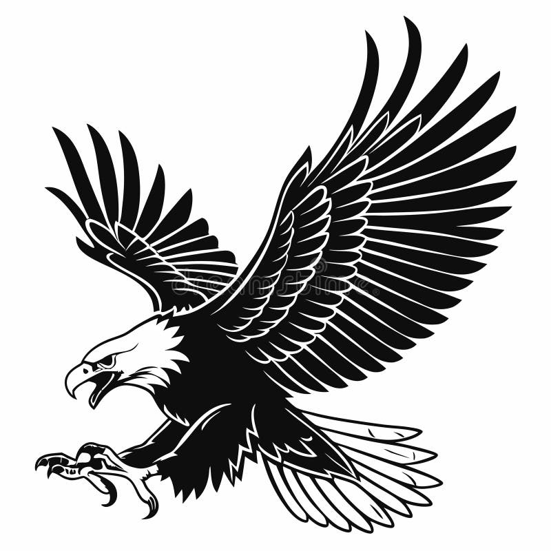 Majestic Black and White Eagle in Flight Design Stock Illustration ...