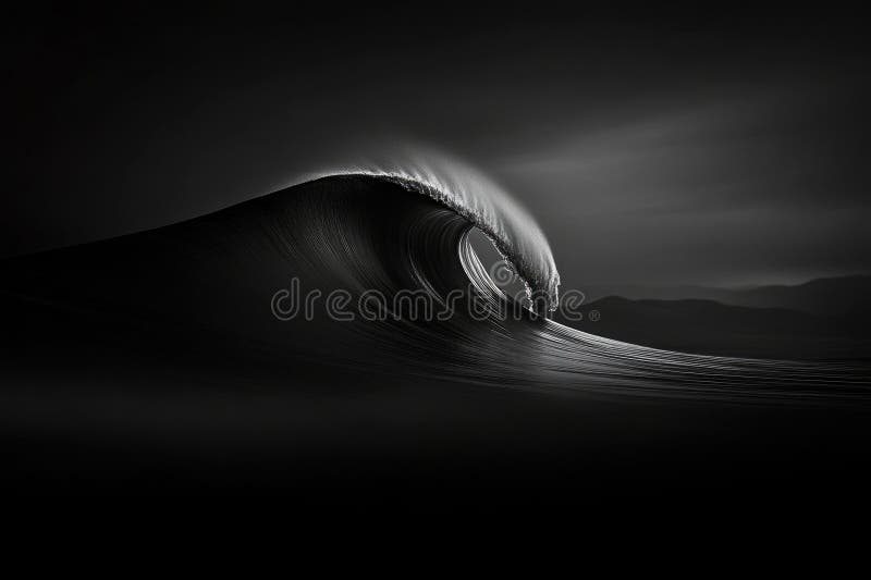 Majestic Black and White Ocean Wave at Twilight with Dramatic Lighting ...