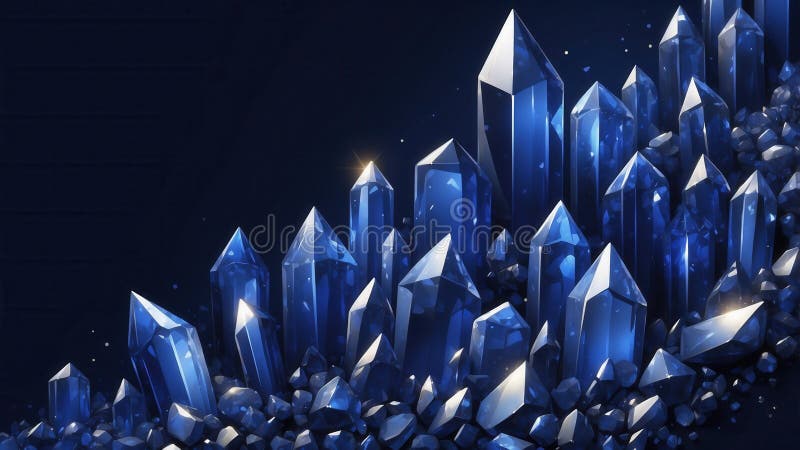 Majestic Blue Crystals Glimmering on Dark Background in a Natural ...