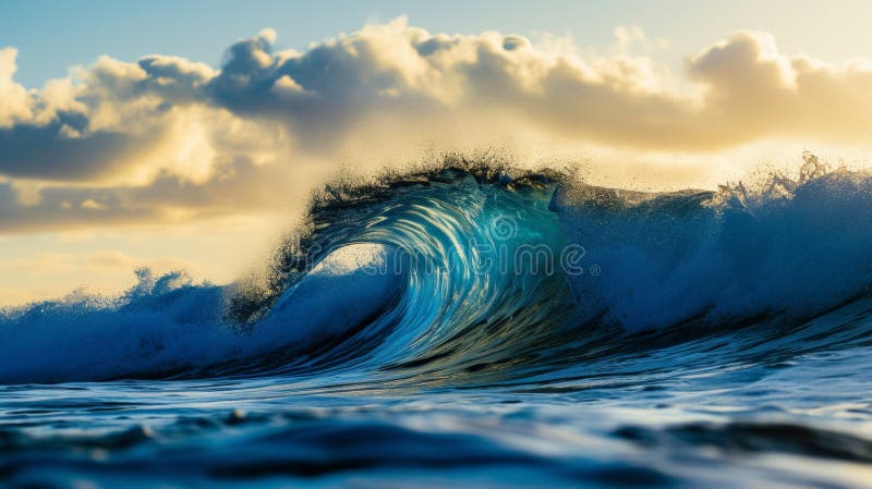 Majestic Blue Wave in the Middle of the Ocean Stock Photo - Image of ...