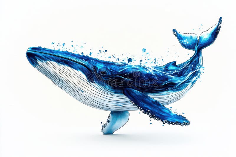 Majestic Blue Whale Ocean Splash Artistic Illustration Stock ...