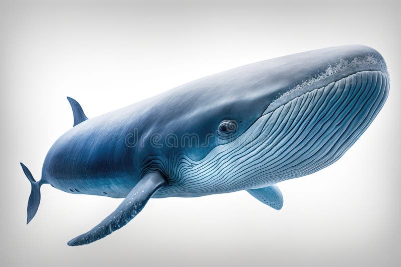 Majestic Blue Whale on White Background for Posters and Web Design ...