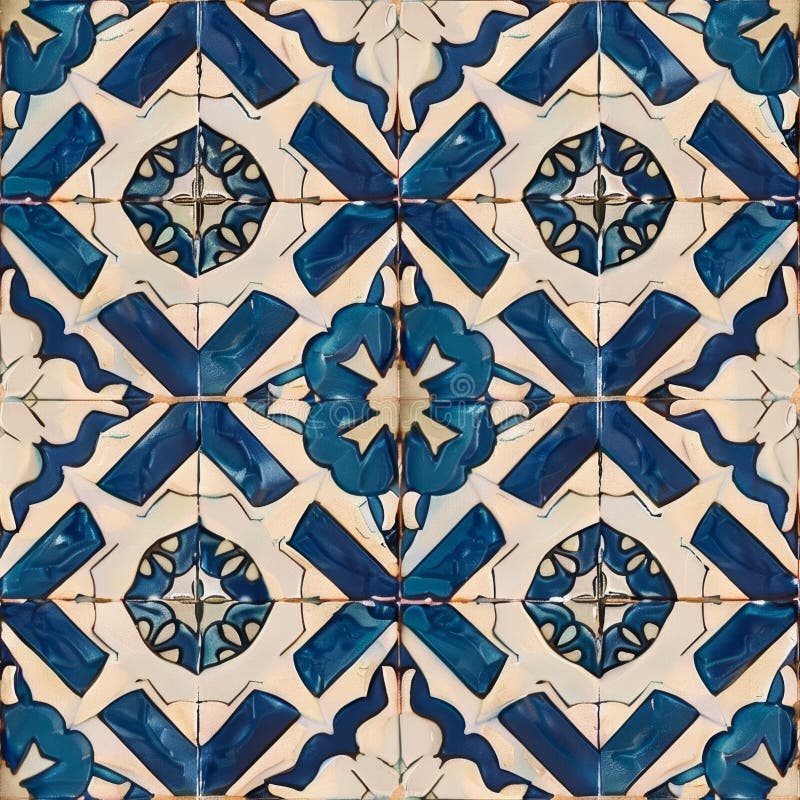 Majestic Blue and White Traditional Ceramic Tile Pattern Stock Photo ...