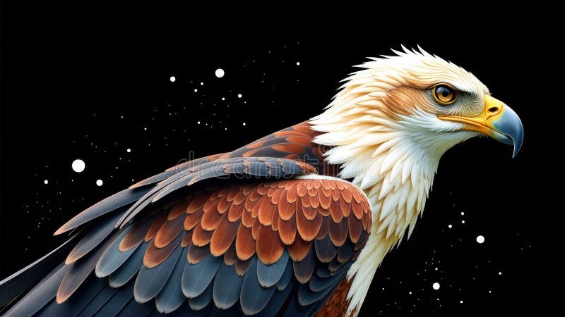 Majestic Brahminy Kite Profile Against Black Background Stock ...