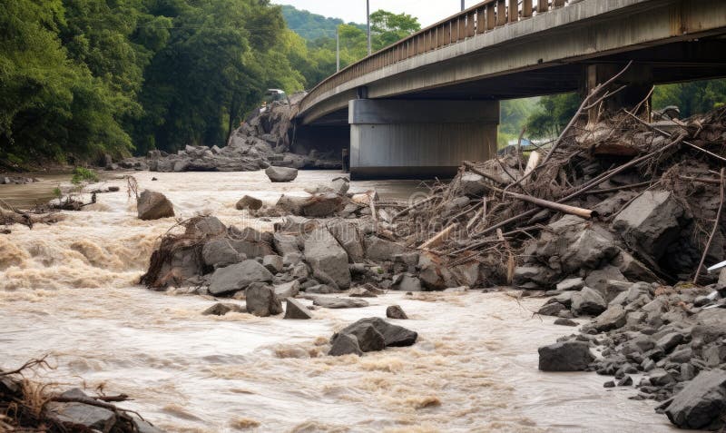 A Majestic Bridge Connecting Two Sides of a Serene River Stock ...