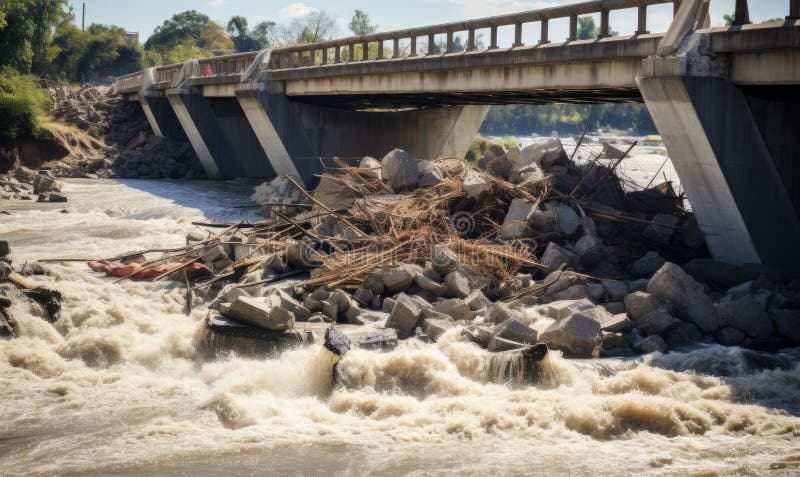 A Majestic Bridge Connecting Two Sides of a Serene River Stock ...