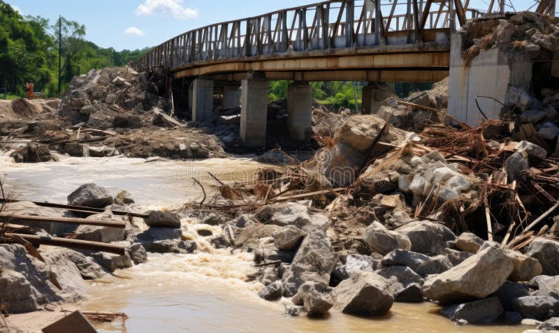 A Majestic Bridge Connecting Two Sides of a Serene River Stock ...