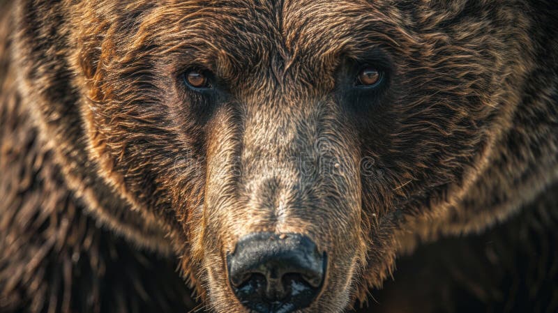 Majestic Brown Bear with Focused Eyes in the Wild Stock Illustration ...