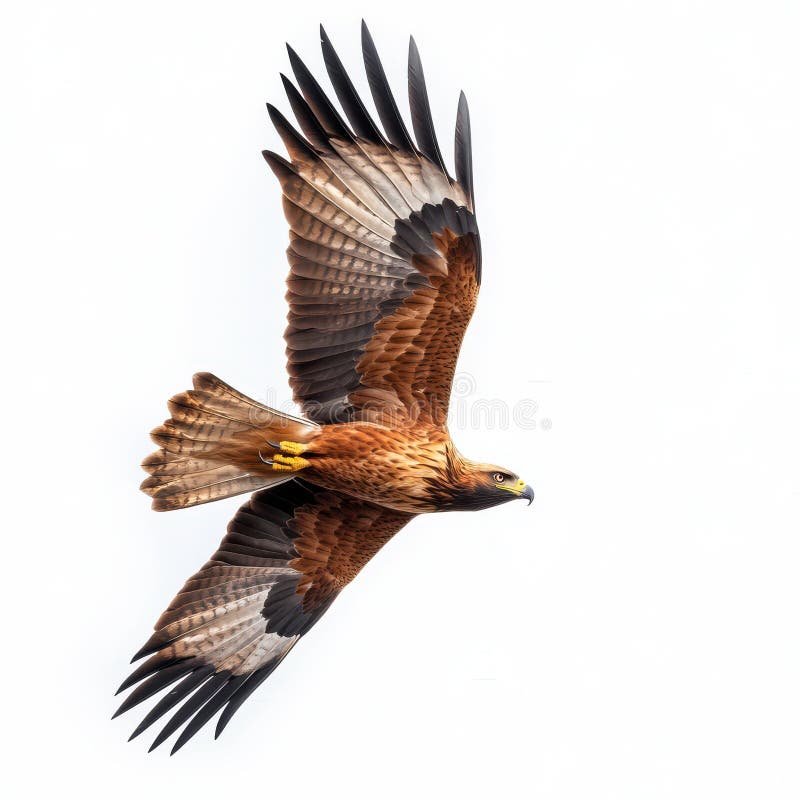 Majestic Brown Eagle in Flight Soaring High White Background Stock Illustration - Illustration ...