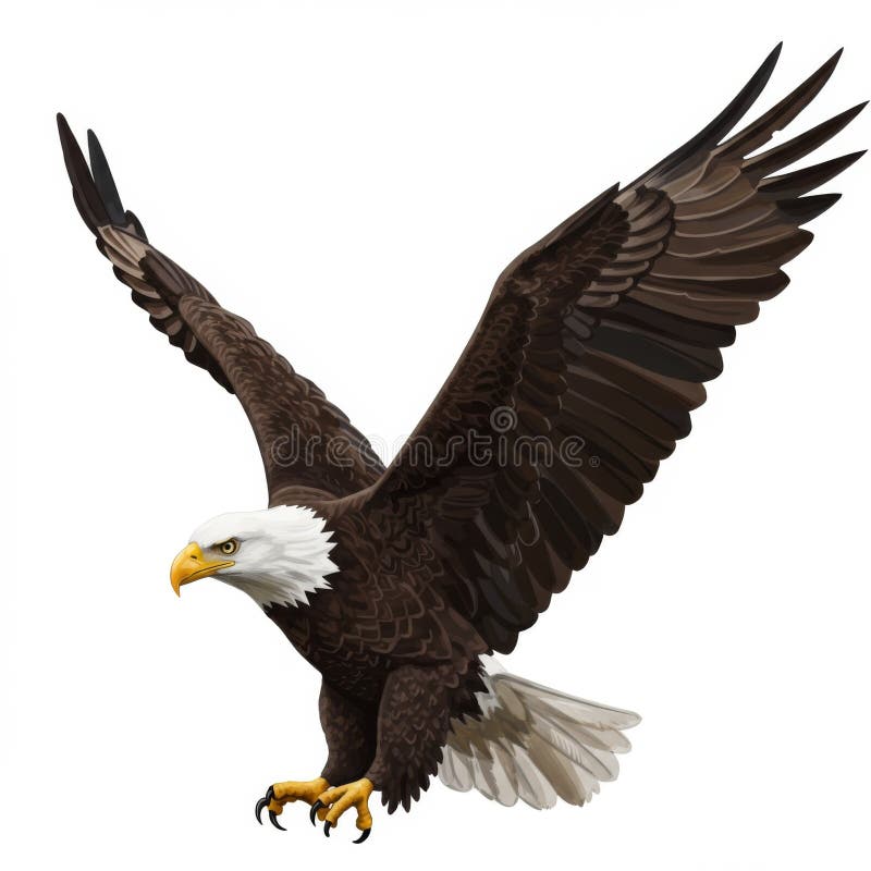 Majestic Brown and White Eagle in Flight Stock Illustration ...