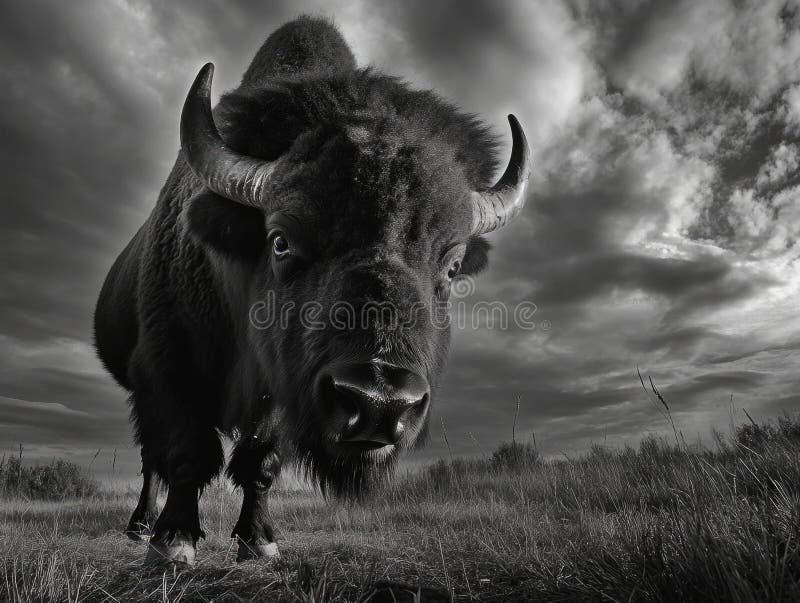 Majestic Buffalo in the Wild Stock Photo - Image of cloudy, outdoors ...